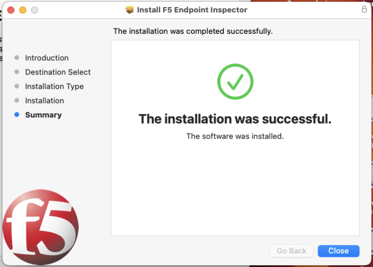 Installing 'F5 Endpoint Inspection.app' with MacOS CLI and GUI