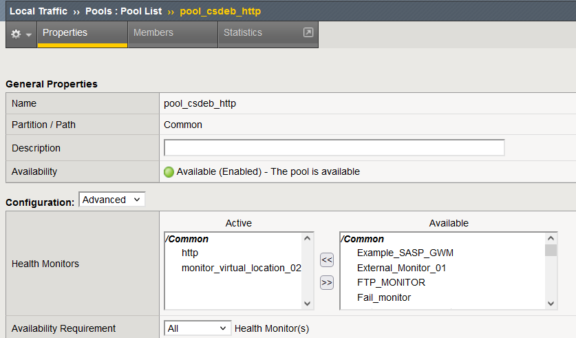 LTM Pool detected as UP even when there is no available pool member