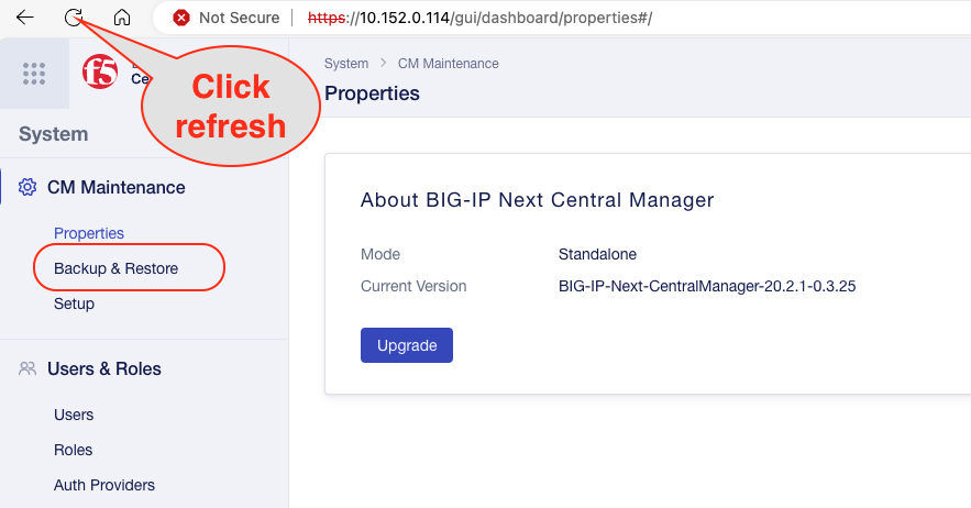 Backup&Restore option not available in BIG-IP Next CM 20.2.1 after ...