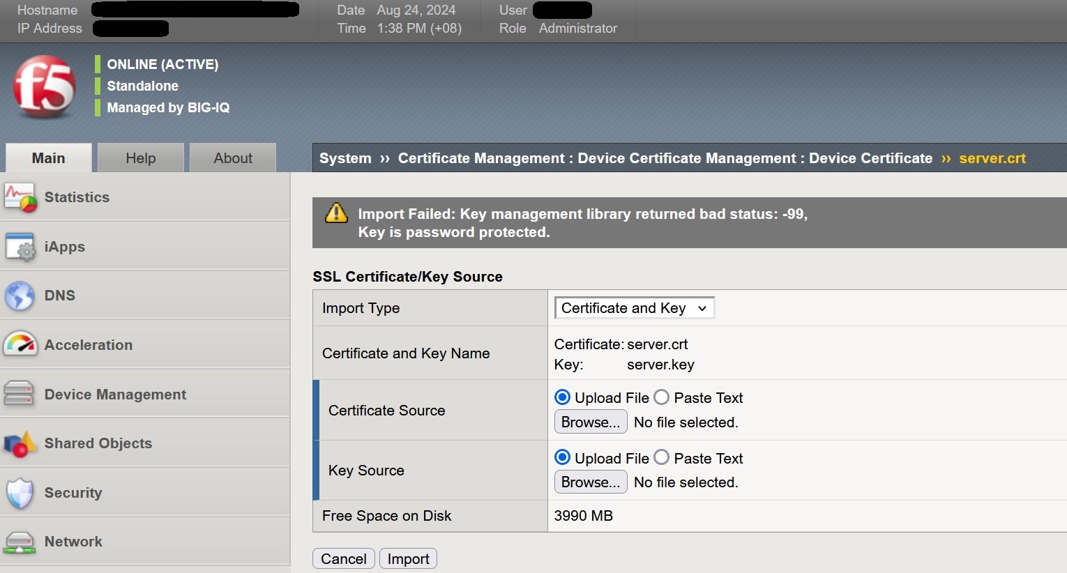 Replacing BIG-IP Device Certificate with internal signed CA certificate and key with Key ...