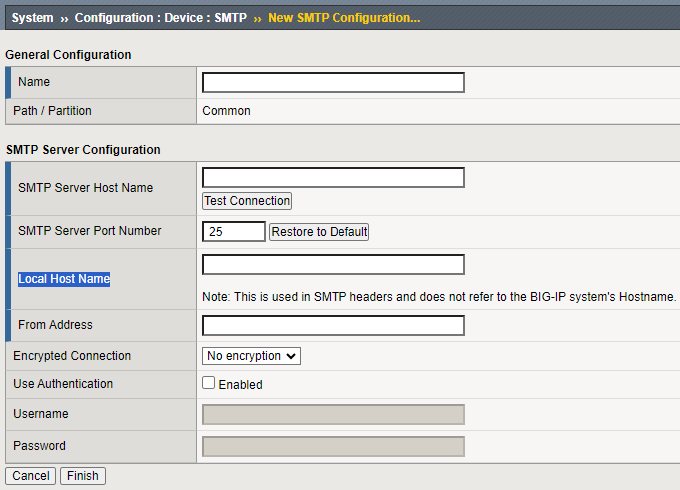 Understanding the Local Host Name Setting in LTM's SMTP configuration