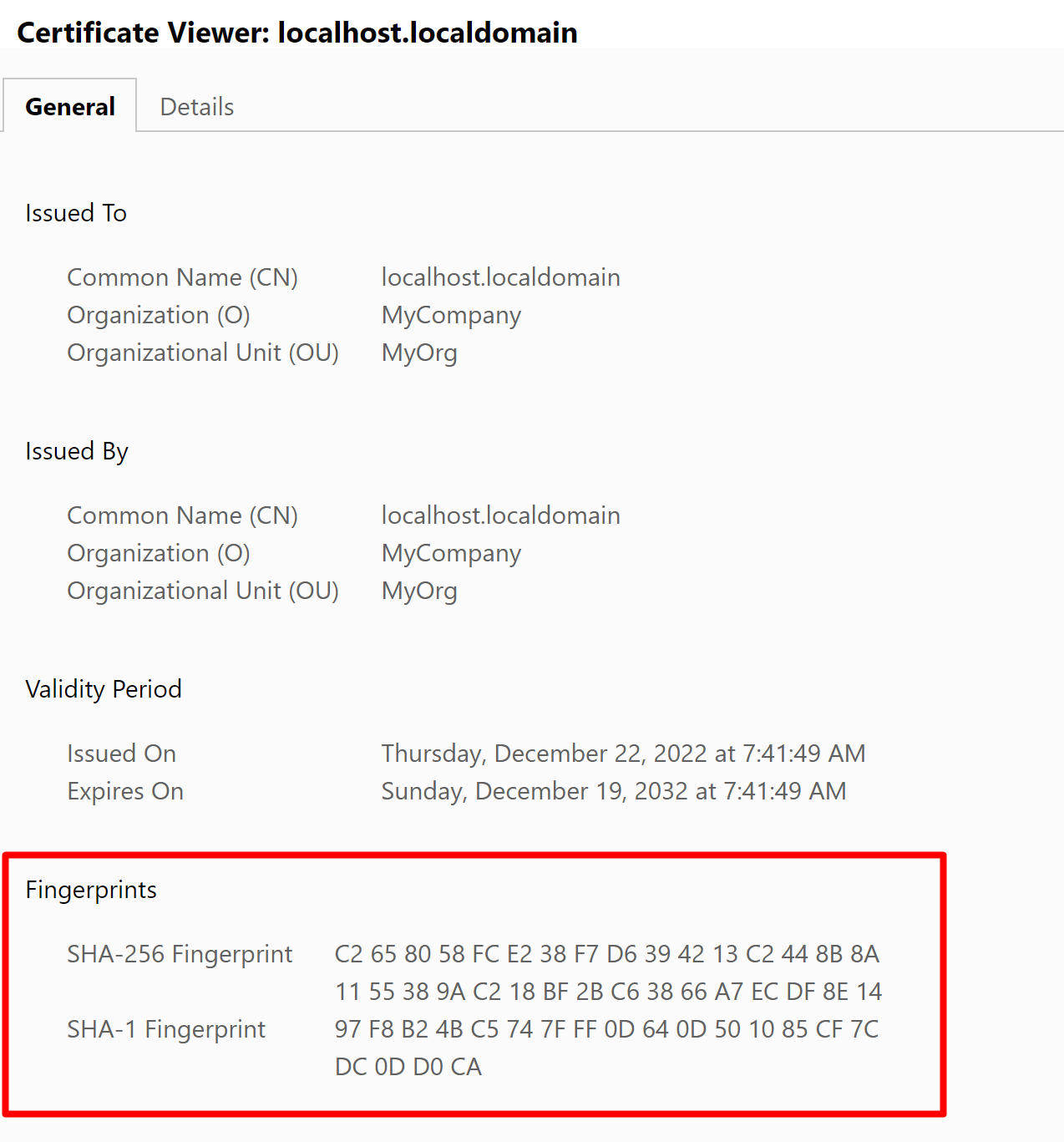 The fingerprint of BIG-IP device certificate shows SHA-1