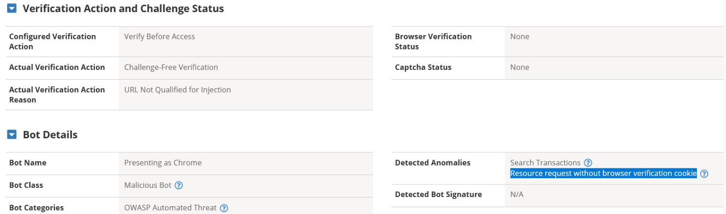Bot defense anomaly ''Resource request without browser verification ...