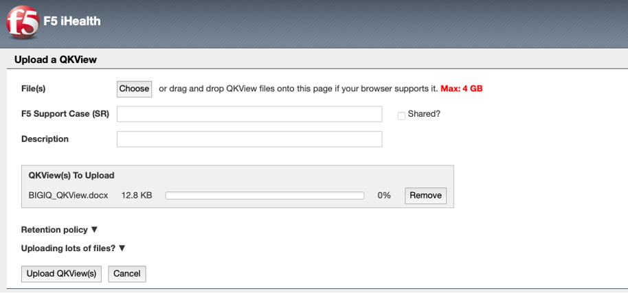 Error messages when uploading QKview from BIG-IQ