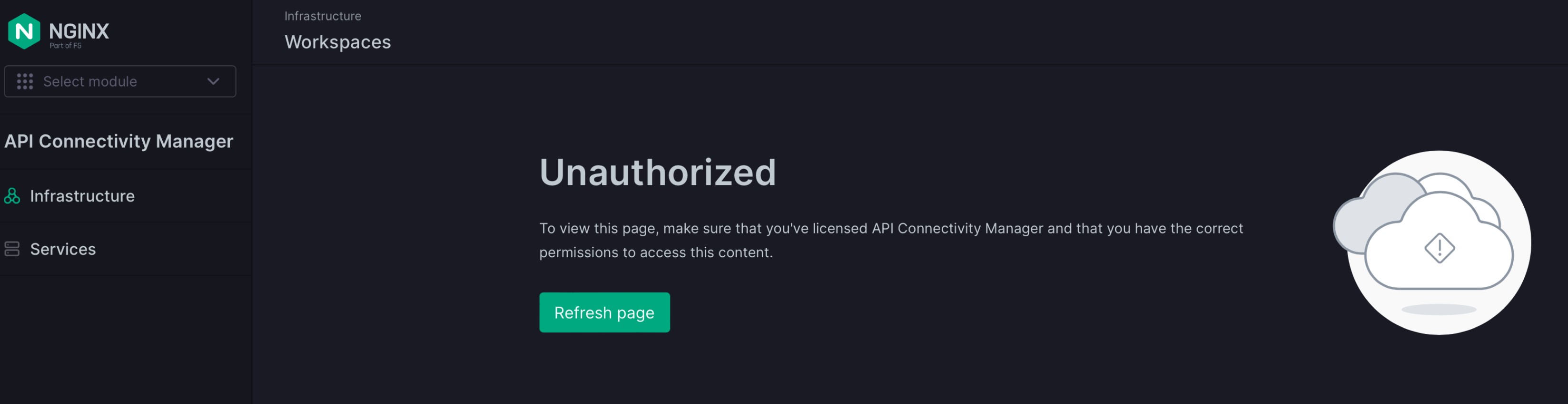 API Connectivity Manager Unauthorized Error