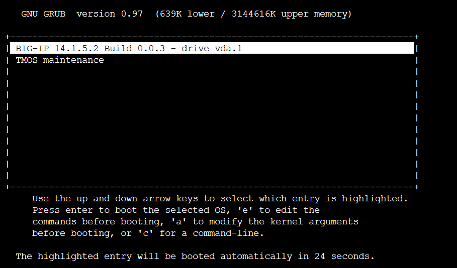 Unable to access the grub menu for a BIG-IP AWS instance