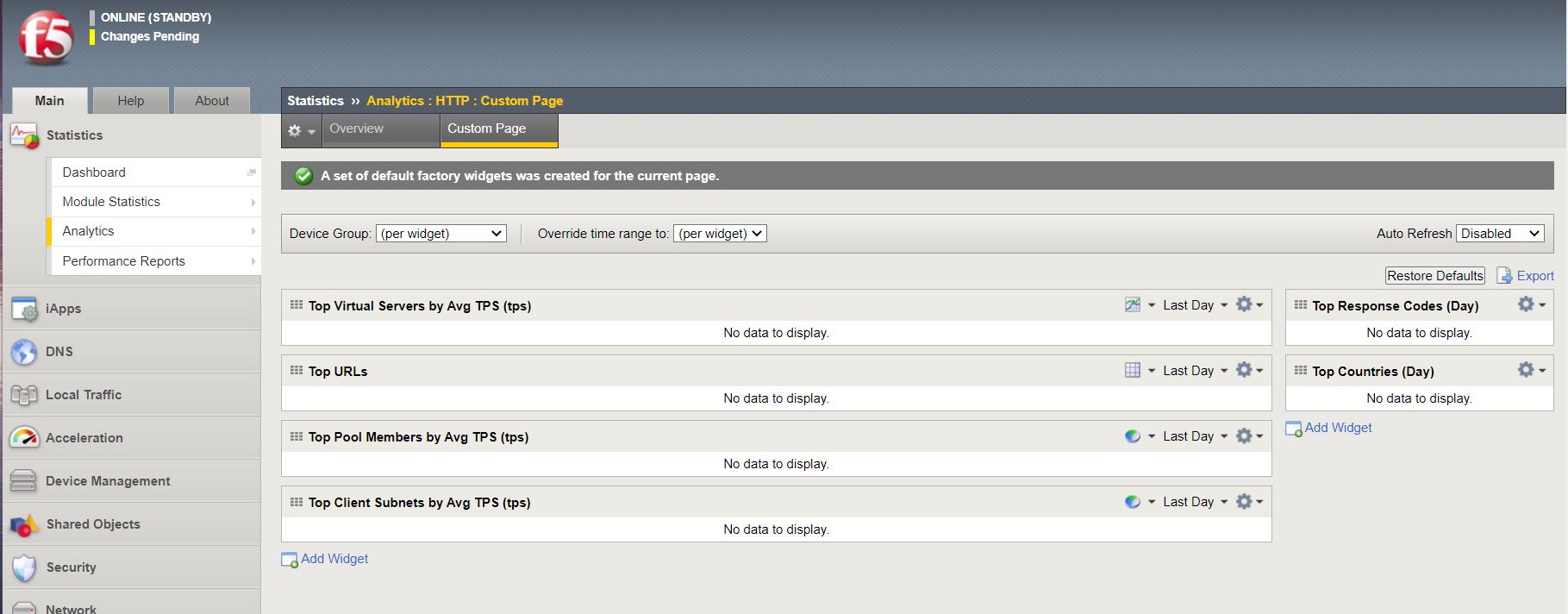 Unexpected "Changes Pending" status while viewing Analytics