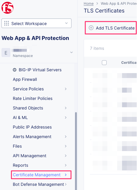 How to upload TLS Certificate to the F5 XC?