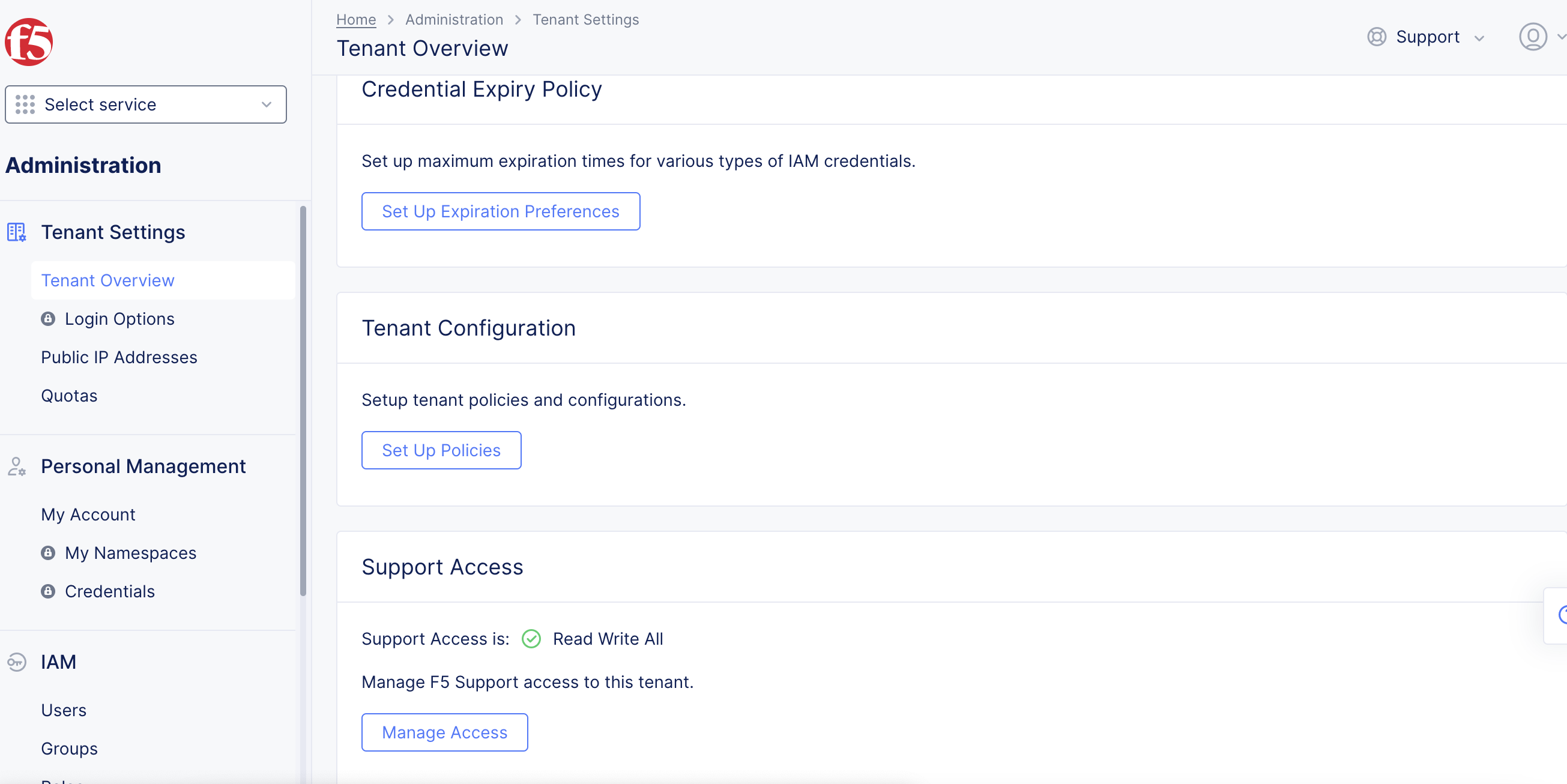How can I give the F5 support team access to my tenant?