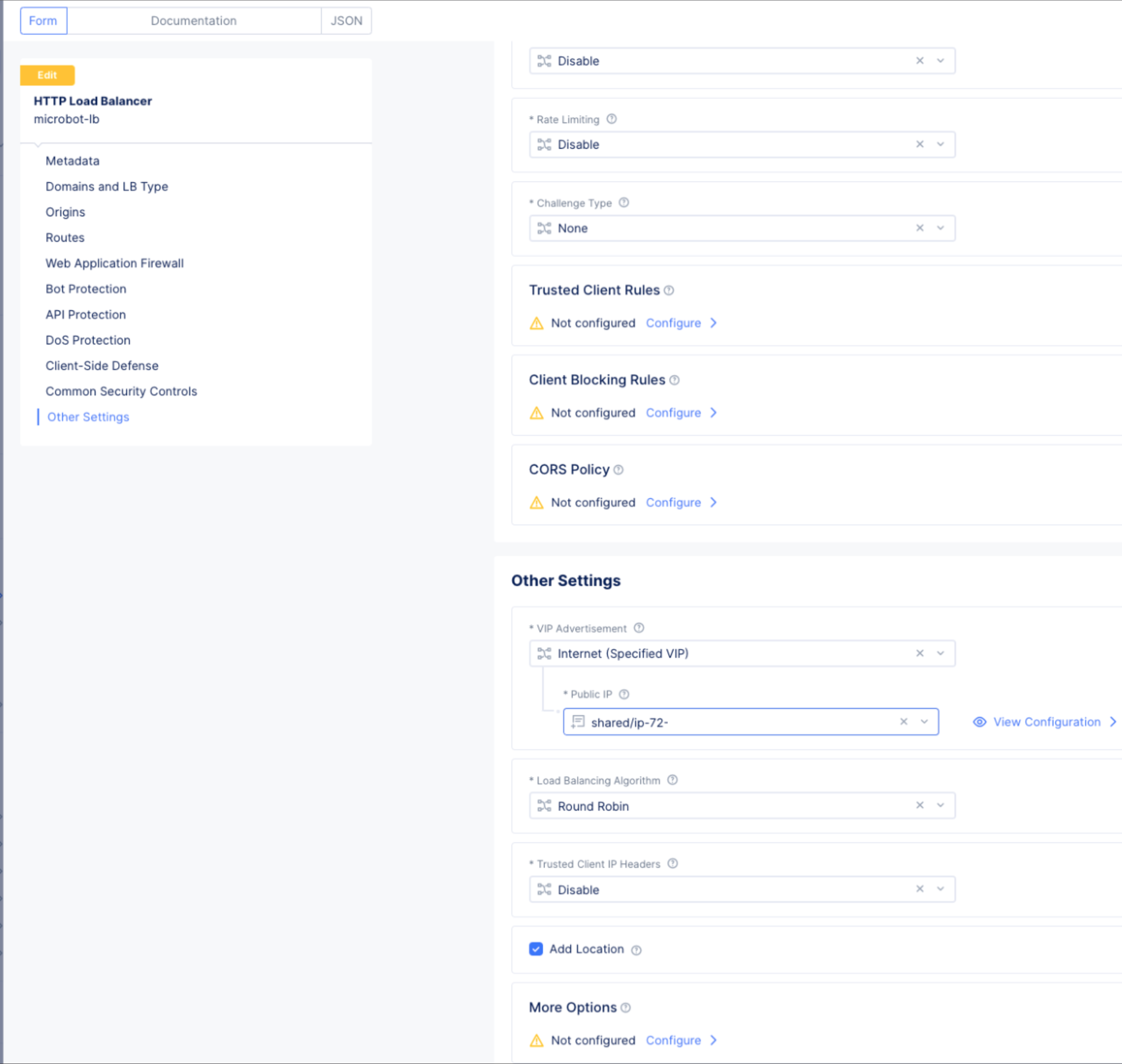 How to limit Load Balancer (LB) exposition / advertising on selected REs