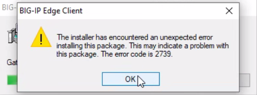 Edge Client for Windows: The error code is 2739