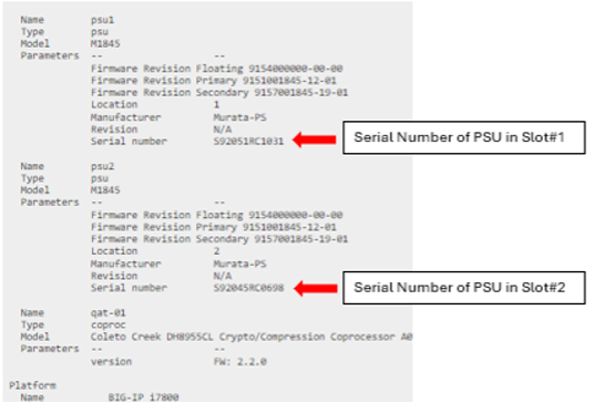 Determine the BIG-IP iSeries and F5 rSeries PSU serial numbers