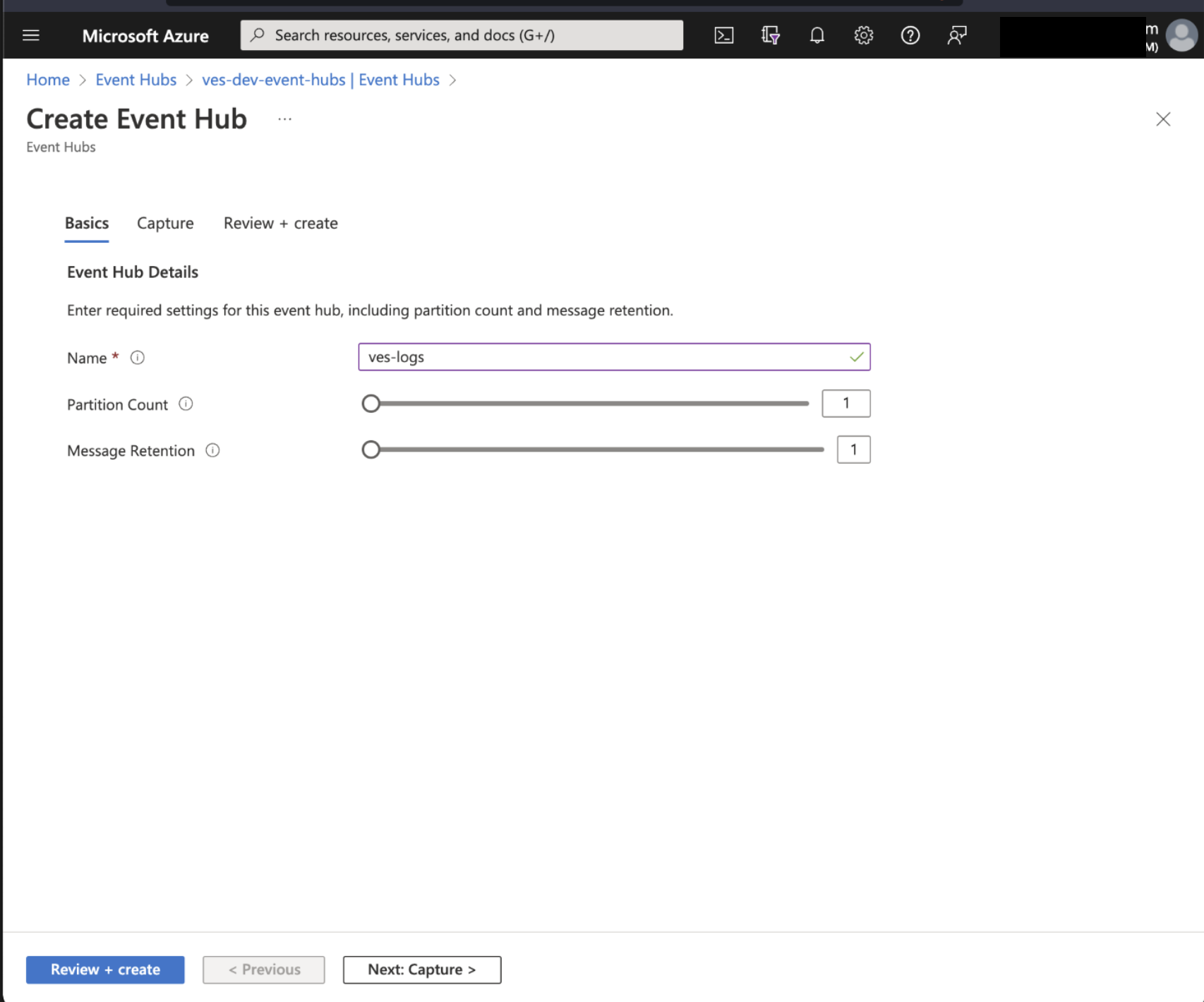 How do I configure Global Log Receiver for Azure Event Hubs?